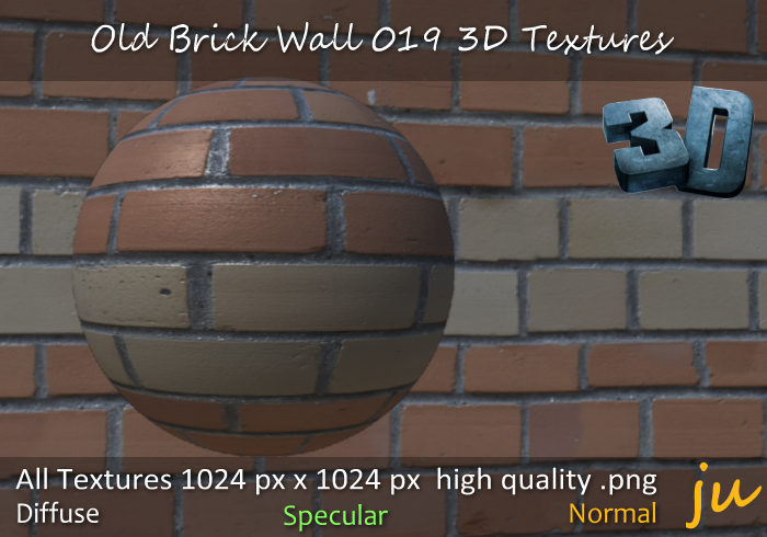 Second Life Marketplace - JU Old Brick Wall 019 3D Textures Full Perm