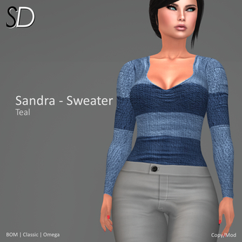 Second Life Marketplace - S/D Sandra - Teal Striped Sweater (BOM ...