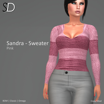 Second Life Marketplace - S/D Sandra - Pink Striped Sweater (BOM ...