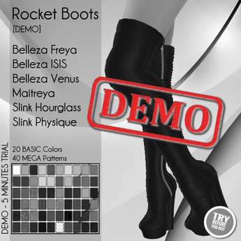 Second Life Marketplace - [D2T Designs] Rocket Boots DEMOpack (Unpack HUD)