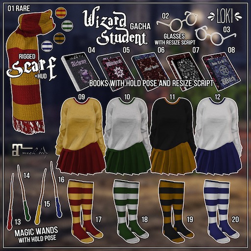 Second Life Marketplace - 16.Loki - Wizard Student GACHA - Team Eagle ...