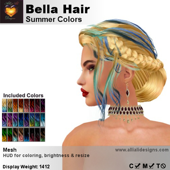 Second Life Marketplace - A&A Bella Hair Summer Colors V2, boxed