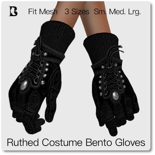Second Life Marketplace - Ruthed 2020 Costume Gloves Bento 3 Sizes