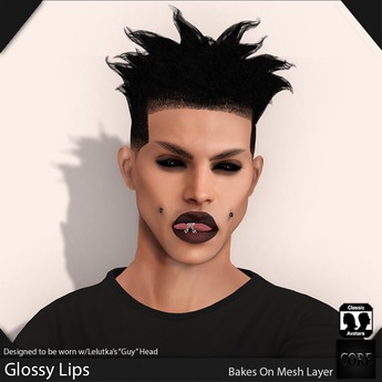 Second Life Marketplace - ::: Core ::: Glossy Lips - Goth Guy Black