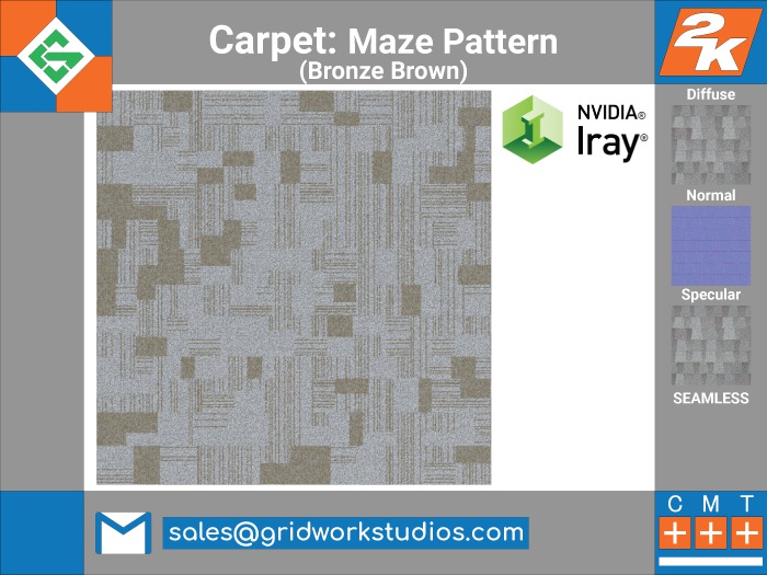 Second Life Marketplace - Carpet Curly Maze Pattern(Bronze Brown)