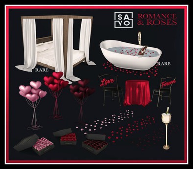 Second Life Marketplace - SAYO - Romance & Roses Gacha - Canopy Bed RARE