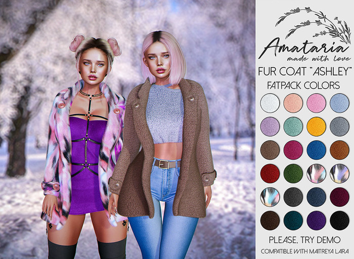 Second Life Marketplace - Amataria - Fur Coat "Ashley" - Demo