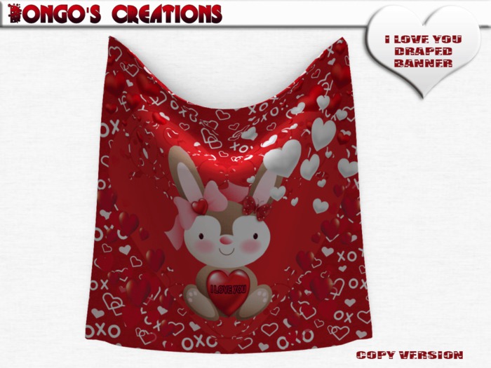 Second Life Marketplace - BMC456 - I LOVE YOU - DOUBLE SIDED DRAPED BANNER.