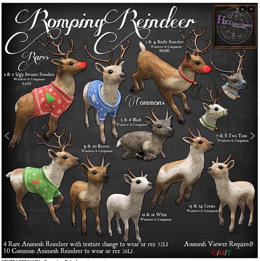 Second Life Marketplace - 7. *HEXtraordinary* Romping Reindeer - Two ...