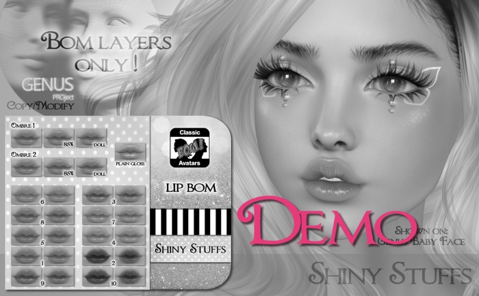 Second Life Marketplace - ~Shiny Stuffs~ DEMO Genus Lip BOM