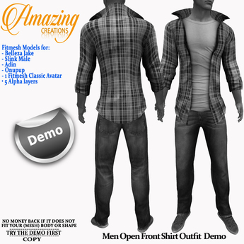 Second Life Marketplace - AmAzInG CrEaTiOnS Men Open Front Shirt Outfit ...