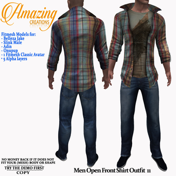 Second Life Marketplace - AmAzInG CrEaTiOnS Men Open Front Shirt Outfit 11