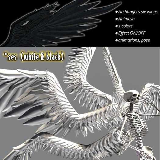 Second Life Marketplace - ANIMESH Archangel's Large Six Wings (white ...
