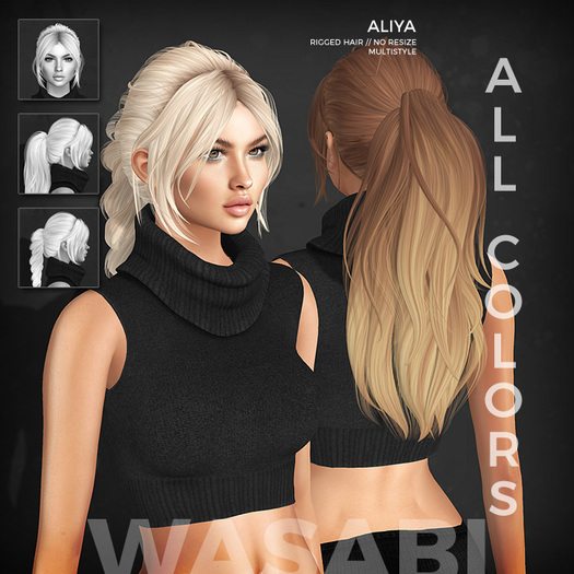 Second Life Marketplace - Wasabi // Aliya Mesh Hair - All colors