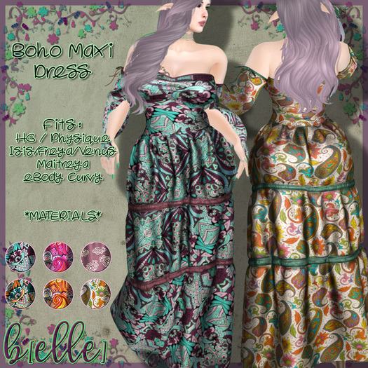 Second Life Marketplace - b[ELLE] Boho Maxi Dress w/HUD