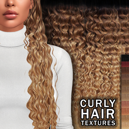 Second Life Marketplace - CURLY HAIR TEXTURES - 11 COLORS