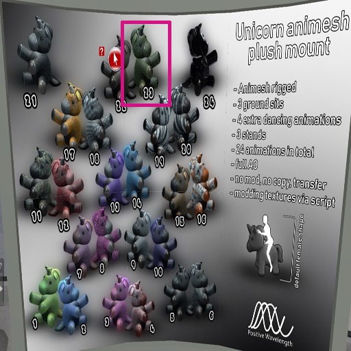 Second Life Marketplace - ~PW~ Unicorn Plush Mount#23 green