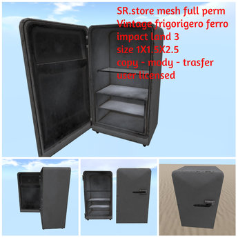 Second Life Marketplace - SR.store mesh full perm Vintage iron refrigerator