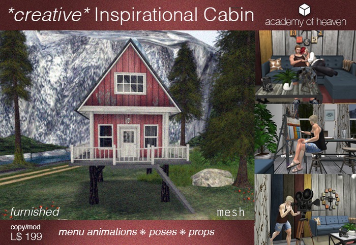 Second Life Marketplace - *creative* Inspirational Cabin w Props ...