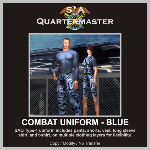 Second Life Marketplace - SAQ COMBAT UNIFORM T1 - BLUE