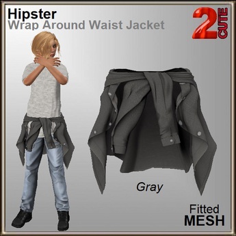Second Life Marketplace - Hipster Wrap Around Waist Jacket - Gray