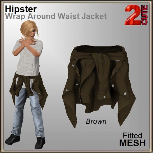 Second Life Marketplace - Hipster Wrap Around Waist Jacket - Brown