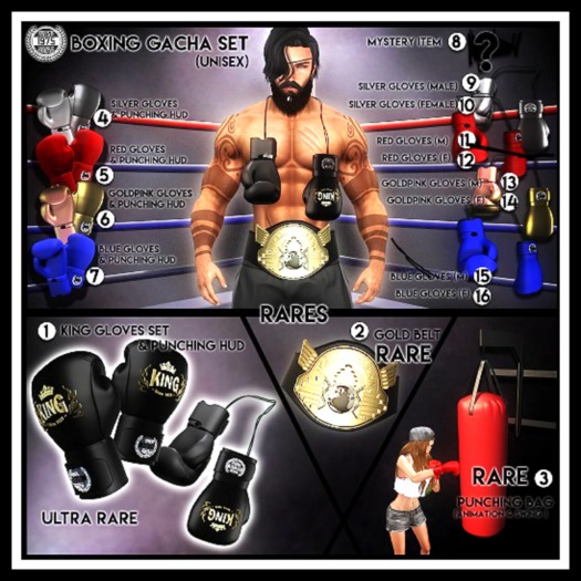 Second Life Marketplace - [Since 1975] - Boxing Gloves Blue (Neck) M