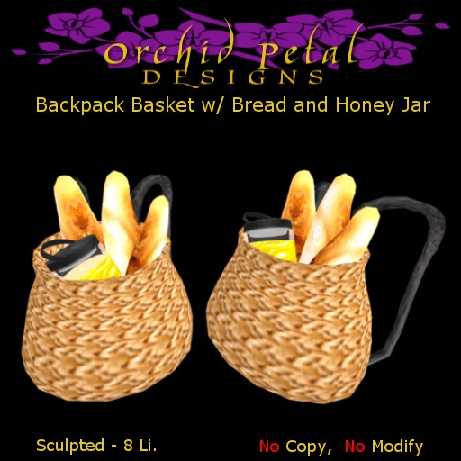 Second Life Marketplace - -OPD- Backpack Basket w/Bread and Honey Jar ...