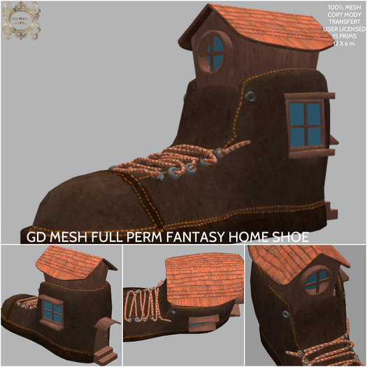 Second Life Marketplace - GD MESH FULL PERM FANTASY HOME SHOE