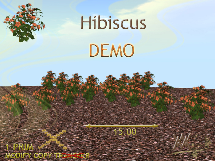 Second Life Marketplace - Plant FF S4. Hibiscus Orange by Wild Motley DEMO