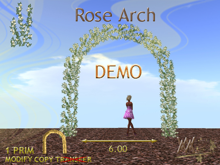 Second Life Marketplace - Plant FF s1. Rose arch, white by Wild Motley DEMO