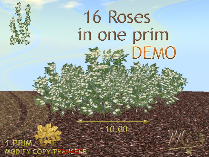 Second Life Marketplace - Plant FF S2. Rose white by Wild Motley DEMO