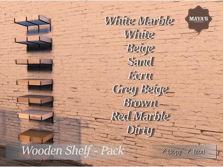 Second Life Marketplace - Mayas - Wooden Shelf - Pack