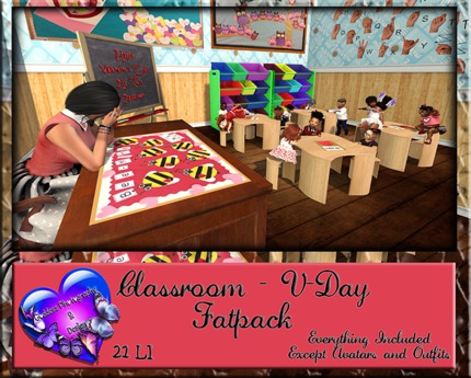 Second Life Marketplace - GP&D/P&A - Classroom Scene - V-Day - Teacher ...