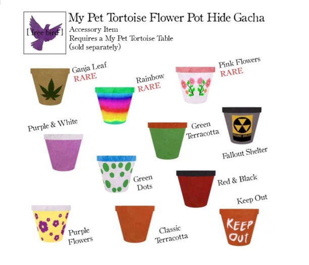 Second Life Marketplace - [ free bird ] My Pet Tortoise Pot Hide ...