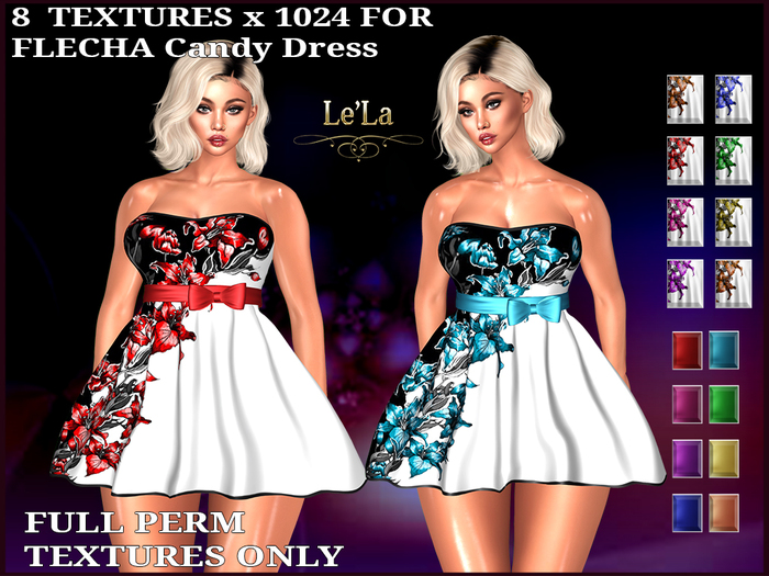 Second Life Marketplace - FLECHA Candy dress Textures Pack 3