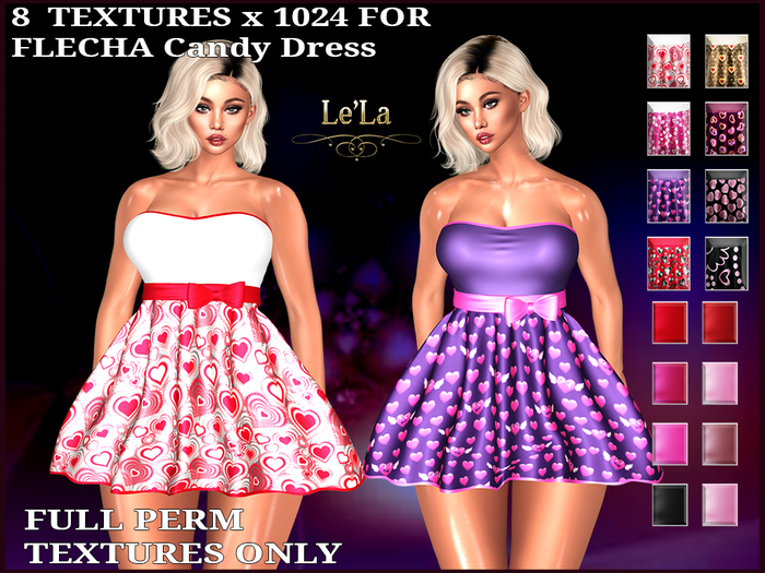 Second Life Marketplace - FLECHA Candy dress Textures Pack 1