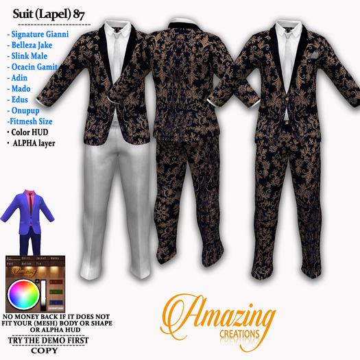 Second Life Marketplace - AmAzInG CrEaTiOnS Formal Ballroom Suit (Lapel) 87