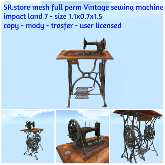 Second Life Marketplace - SR.store mesh full perm Vintage sewing machine