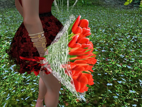 Second Life Marketplace - Flower Bouquet Red Tulip (Mod-Trans)