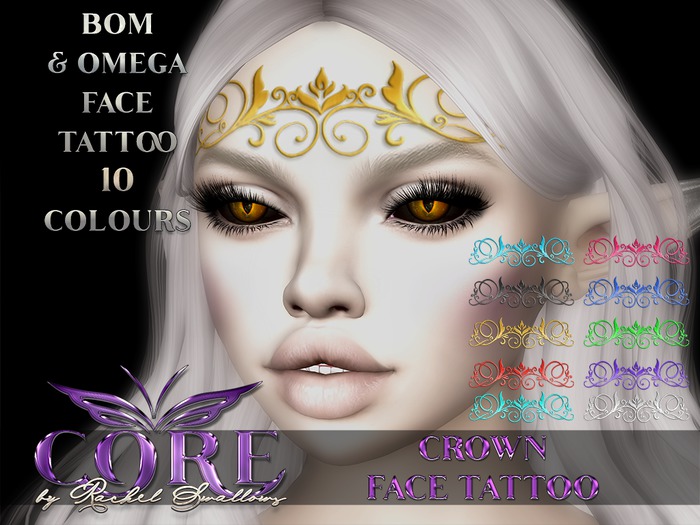 Second Life Marketplace - CORE FACE TATTOO *CROWN* BOM (ADD ME TO UNPACK)