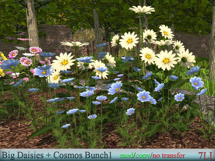 Second Life Marketplace - EasyDecor Big Daisies+Cosmos Bunch 1 boxed