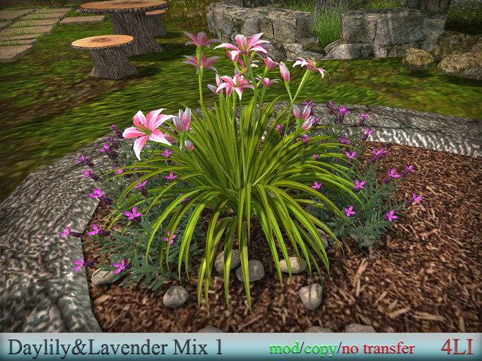 Second Life Marketplace - EasyDecor Daylily+Lavender Mix 1 boxed