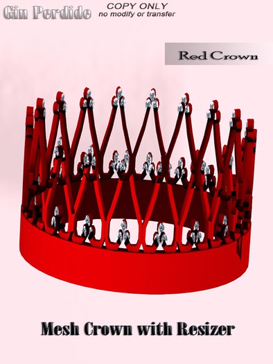 Second Life Marketplace - Red Mesh Crown with Diamonds