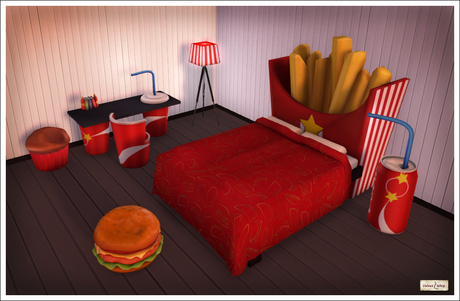 Second Life Marketplace - [V/W] Fries Double Bed Set - Fast food ...