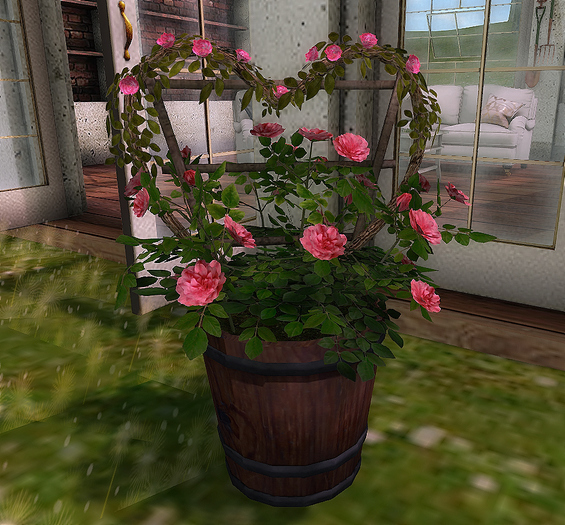 Second Life Marketplace - CJ Lena Bucket Planter pink Roses