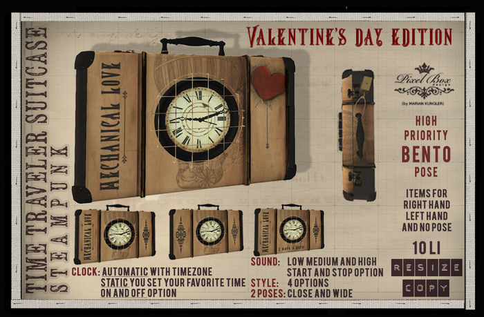 Second Life Marketplace - PIXEL BOX - Steampunk Suitcase Time traveler ...
