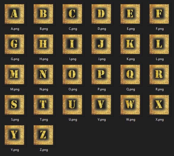 Second Life Marketplace - Golden Glitter 2 A-Z PNG Letters 1024X1024 ...