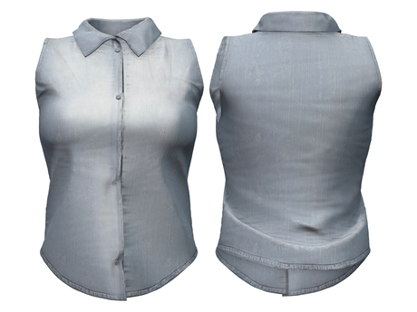 Second Life Marketplace - Full Perm Female Sleeveless Blue Denim Shirt ...