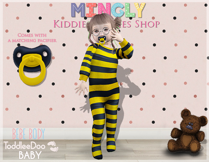 Second Life Marketplace - ToddleeDoo Baby & Bebe Black-Yellow Footsie